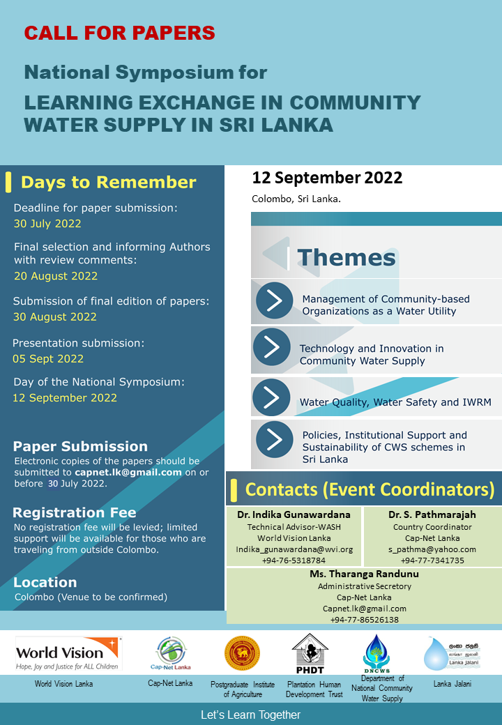 National Symposium for ‘Learning Exchange in Community Water Supply ...